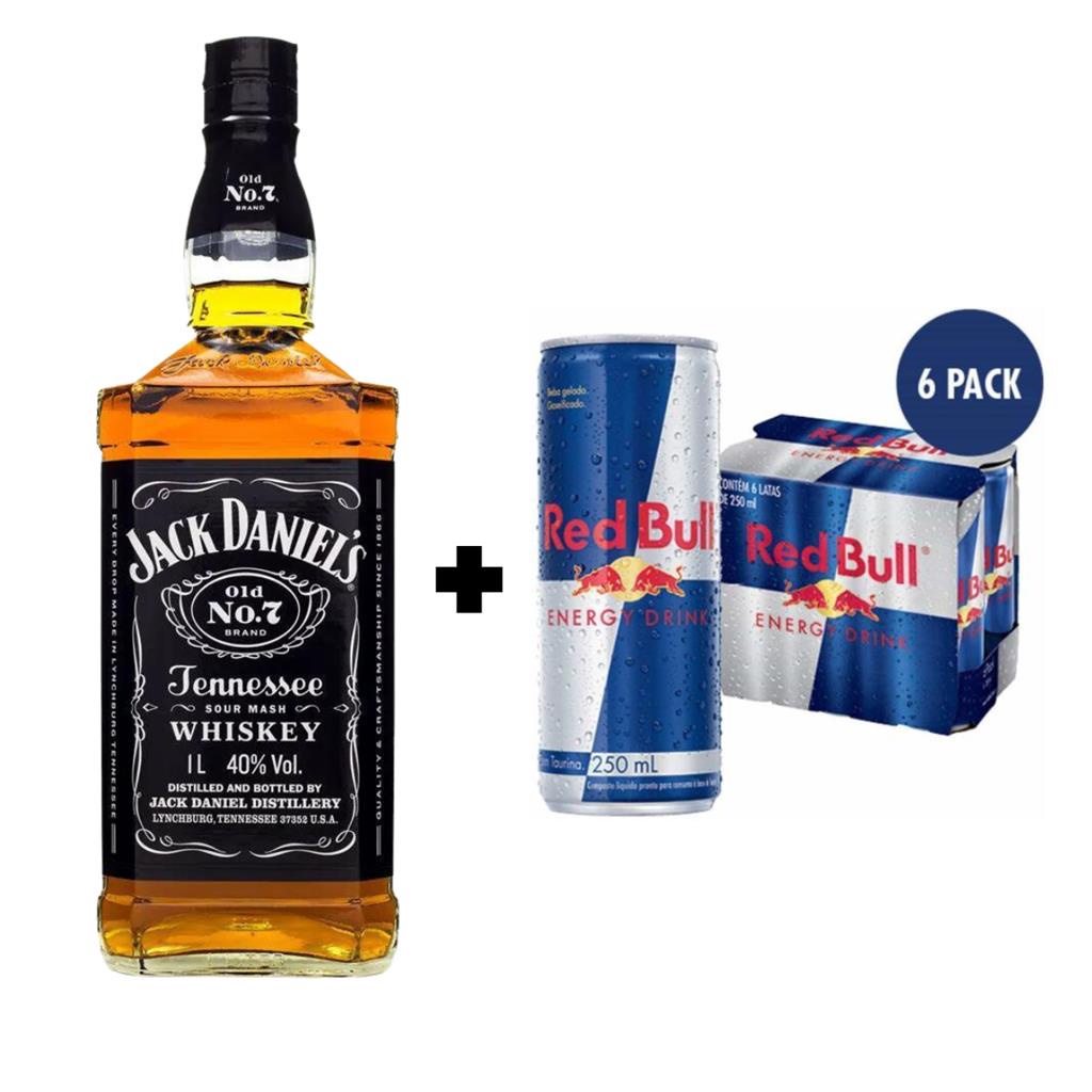 Combo Whisky Jack Daniel's Old No. 7 1 L + 6 red bull | Shopee Brasil