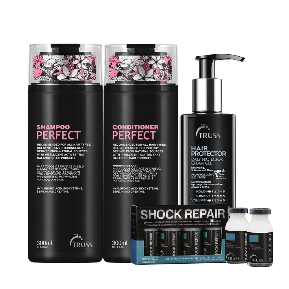 KIT TRUSS PERFECT + TRATAMENTO HOME CARE 4 PRODUTOS | Shopee Brasil