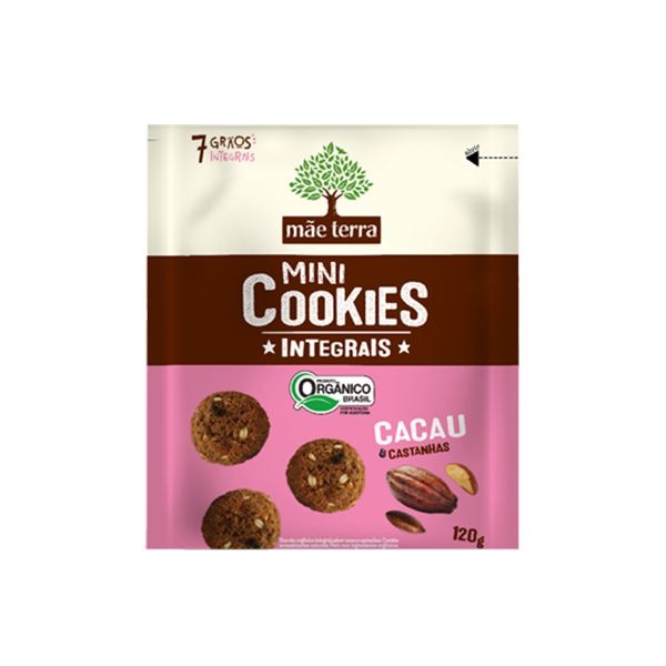 Mini Cookies Integrais E Orgânicos Cacau E Castanhas Mãe Terra 25g ...