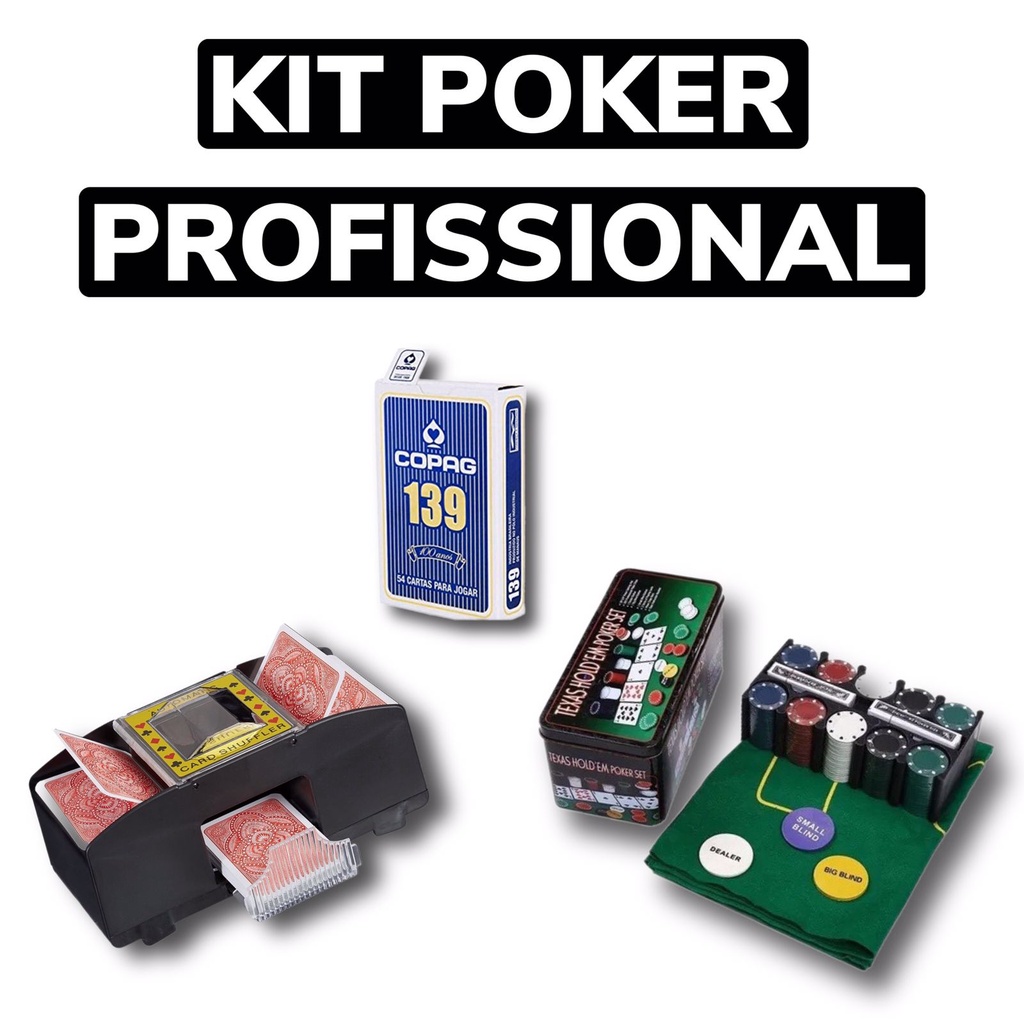 Kit Poker Profissional Completo Com Embaralhador De Cartas + Baralho ...