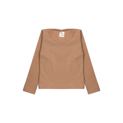 Blusa Canelada Manga Longa Menina - Camel - Ame Kids | Shopee Brasil