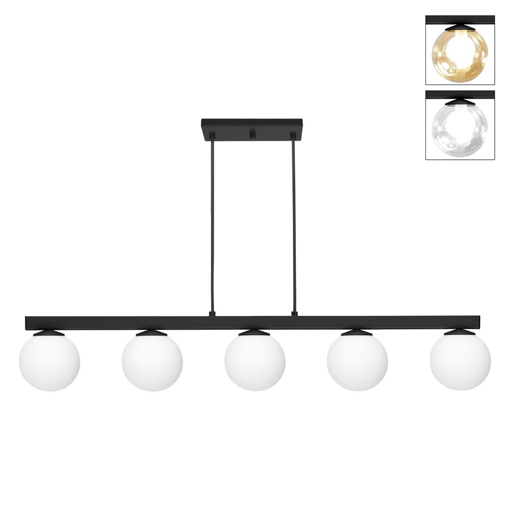 Pendente LuminaLux Toronto Linear Moon 5 Globos Vidro12cm | Shopee Brasil