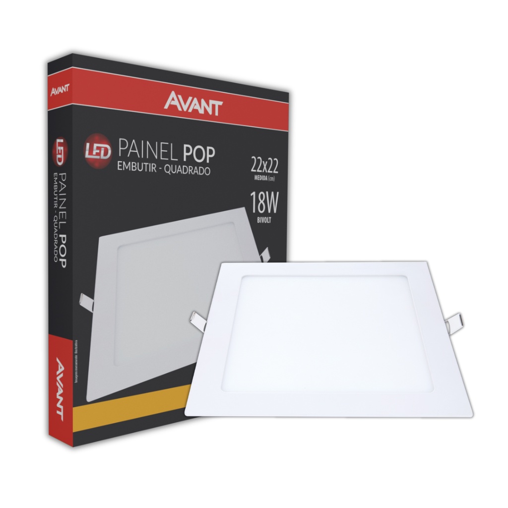 Kit 5 Painel Plafon Led 18w Embutir Quadrado 22x22 3000k | Shopee Brasil
