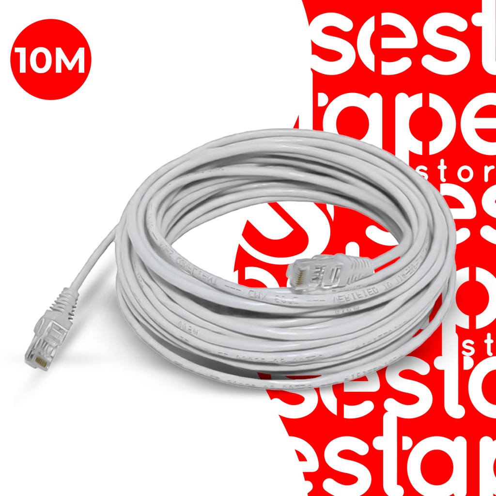 Cabo de Rede Giga 10M Branco Crimpado Rj45 + Conector Cat5 Lan Ethernet | Shopee Brasil