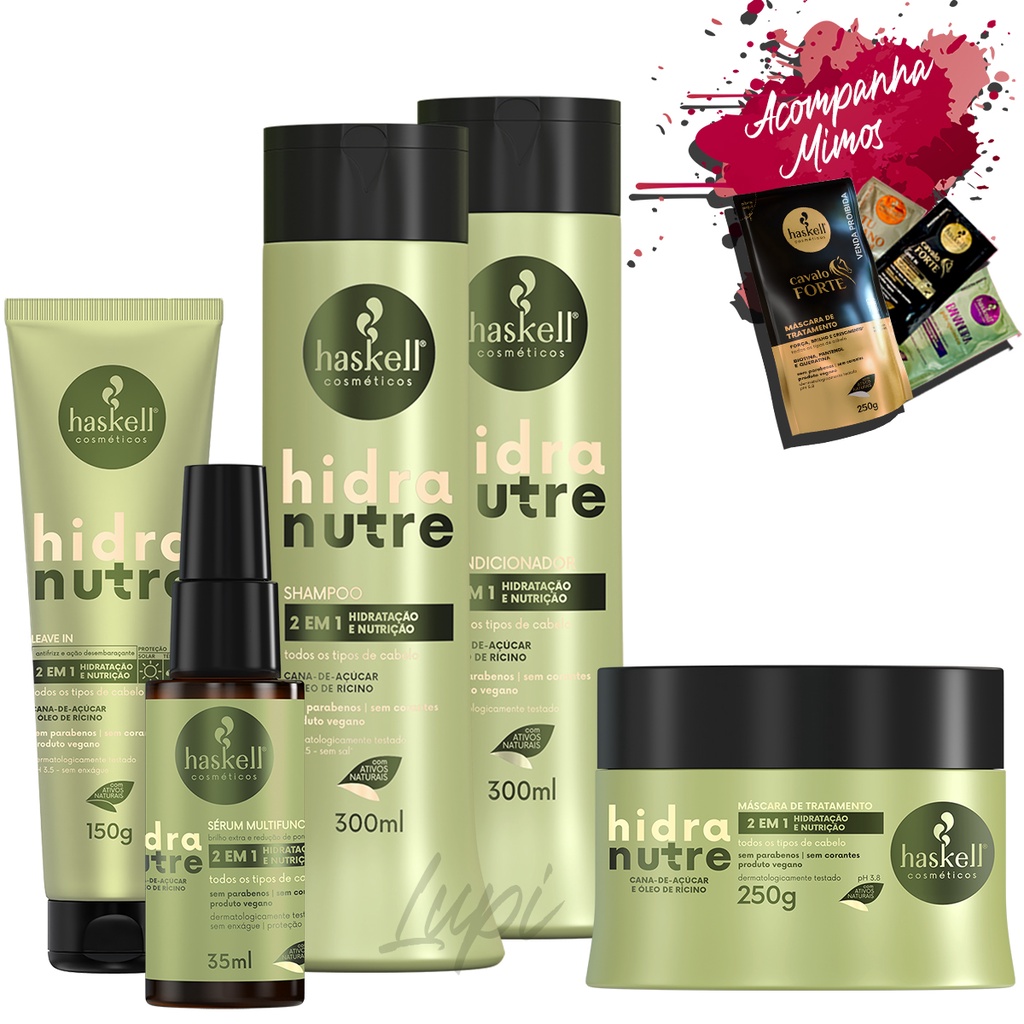 Kit Haskell Hidranutre Sh Cond Masc 300 Serum + Leave-in | Shopee Brasil