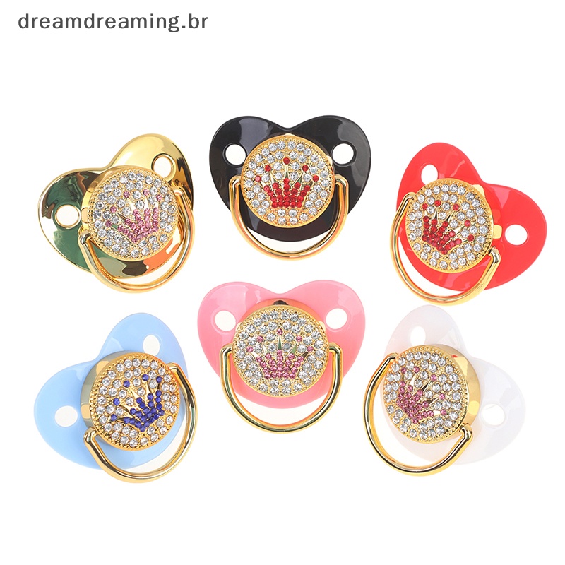 Kids Toy Crown Rhinestones Bling Gold Pacifier Baby Dummy Chupeta ...