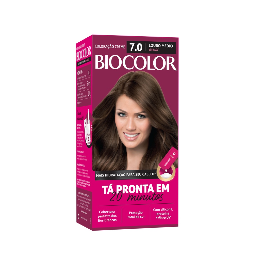 Tinta Coloração Creme permanente Louro Médio 7.0 Biocolor | Shopee Brasil