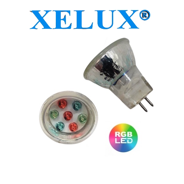 LAMPADA 7 LEDS DICROICA RGB MR11 127V BASE GU4 XELUX | Shopee Brasil