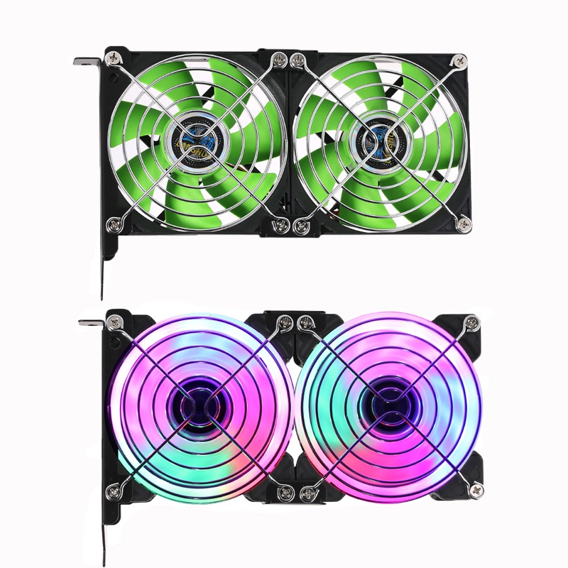 9CM Universal LED RGB Dual Fan Graphics Card Cooler Computador De Mesa ...