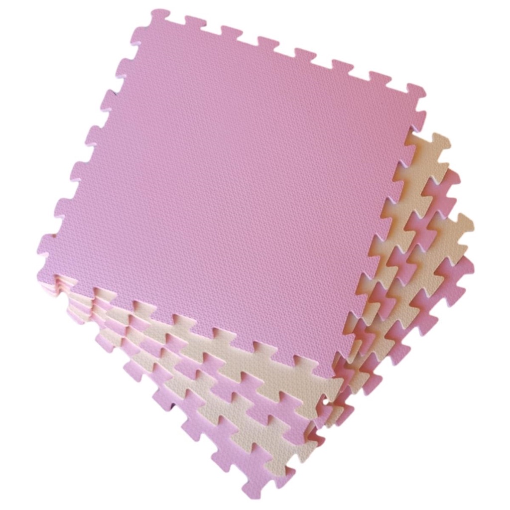 Kit 4 Tatame Tapete EVA Rosa Claro e Creme 50x50x1cm 10mm | Shopee Brasil