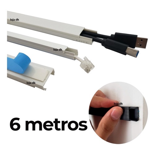 Canaleta Branca 6 Metros Para Cabos 2x1cm Adesivada 20x10mm | Shopee Brasil