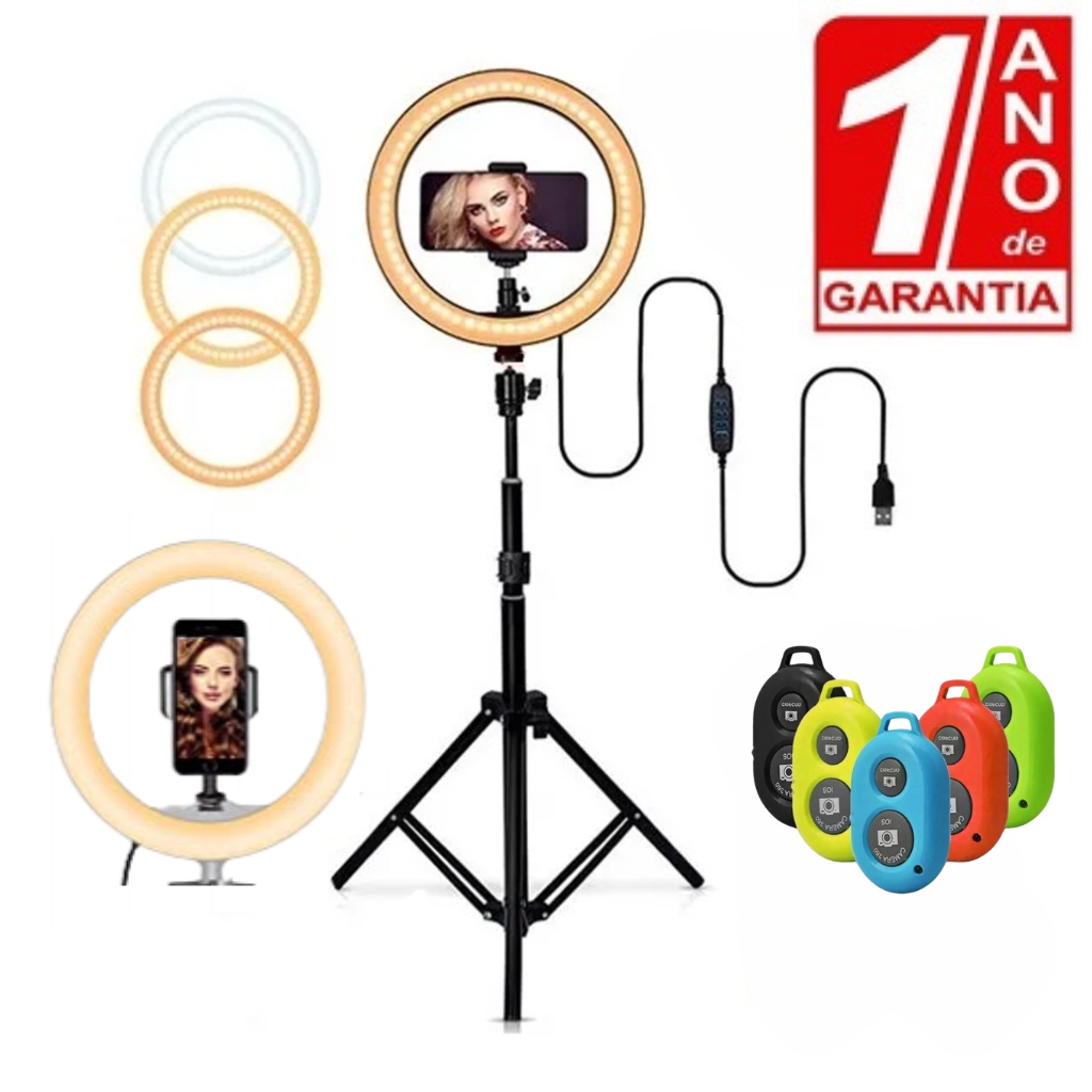 Kit Youtuber Podcast Ring Light + Controle Bluetooth | Shopee Brasil