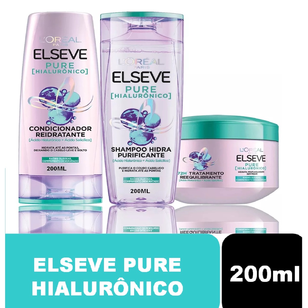 Kit Linha Elseve Pure Hialurônico (Shampoo + Condicionador 200ml e ...