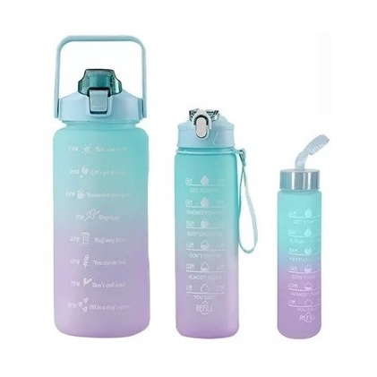 Kit 3 Garrafas Galao 2L 900ml 300ml Squeeze Agua Academia Fitness Moderna Tie Dye | Shopee Brasil