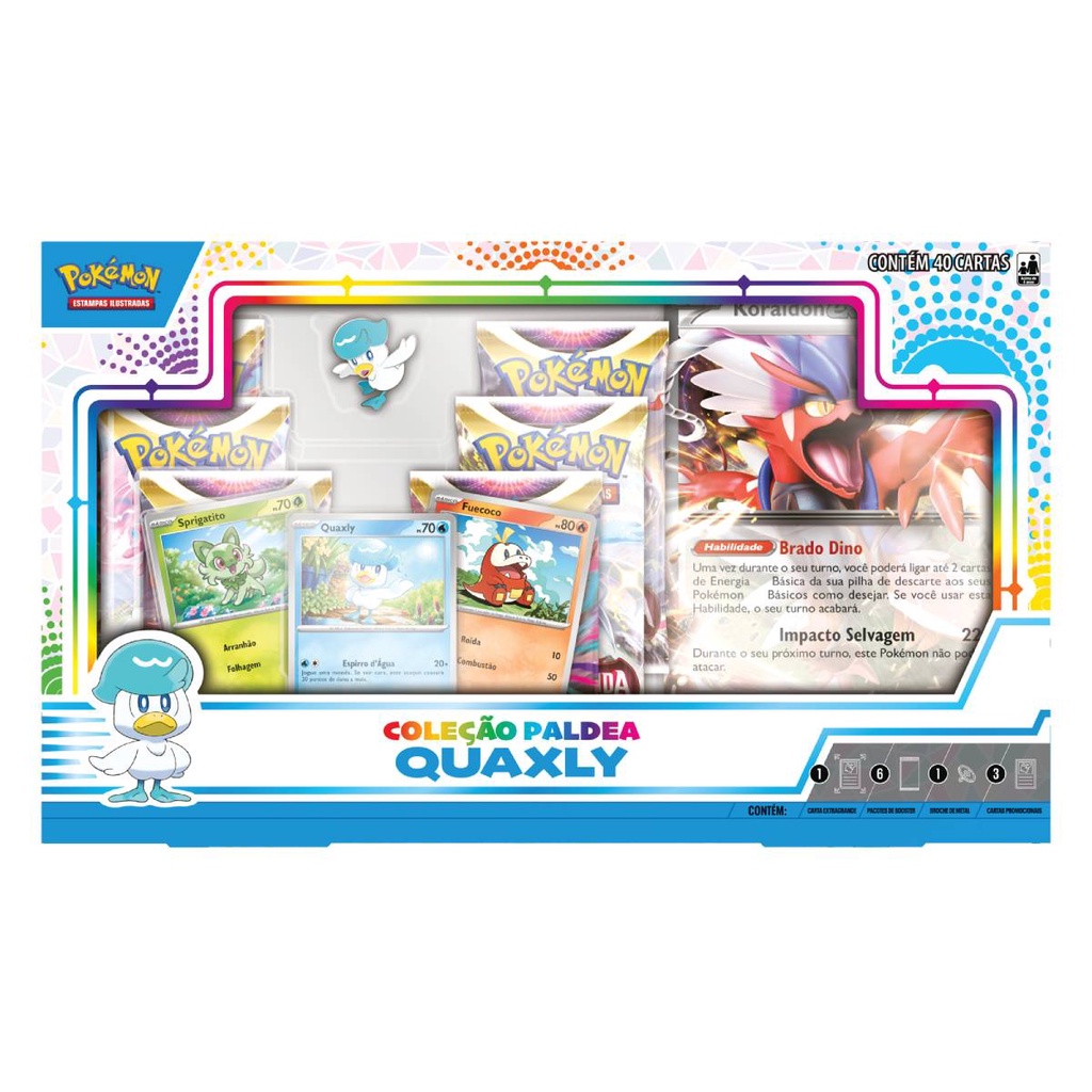 Cartas Pokémon Box Coleção Paldea Quaxly - Copag | Shopee Brasil