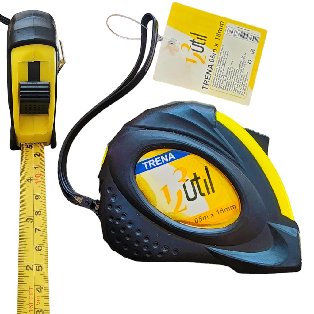 Trena de Aço 5 Metros Emborrachada Profissional Trava Dupla | Shopee Brasil