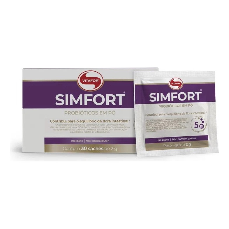 Simfort 60g Probiótico 30 Sachês Saúde Intestinal - Vitafor | Shopee Brasil