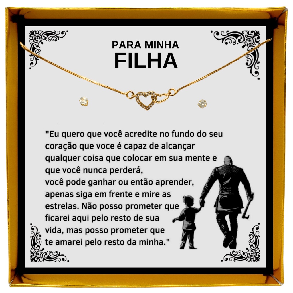 Presente Aniversário Filha Pai Viking Personalizado Colar Corações ...