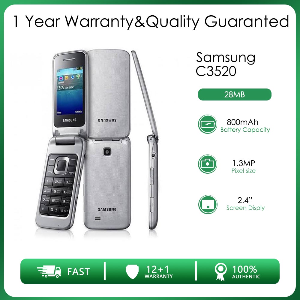 Original Desbloqueado Samsung C3520 GSM 2G Suporte Flip 28MB RAM Mini ...