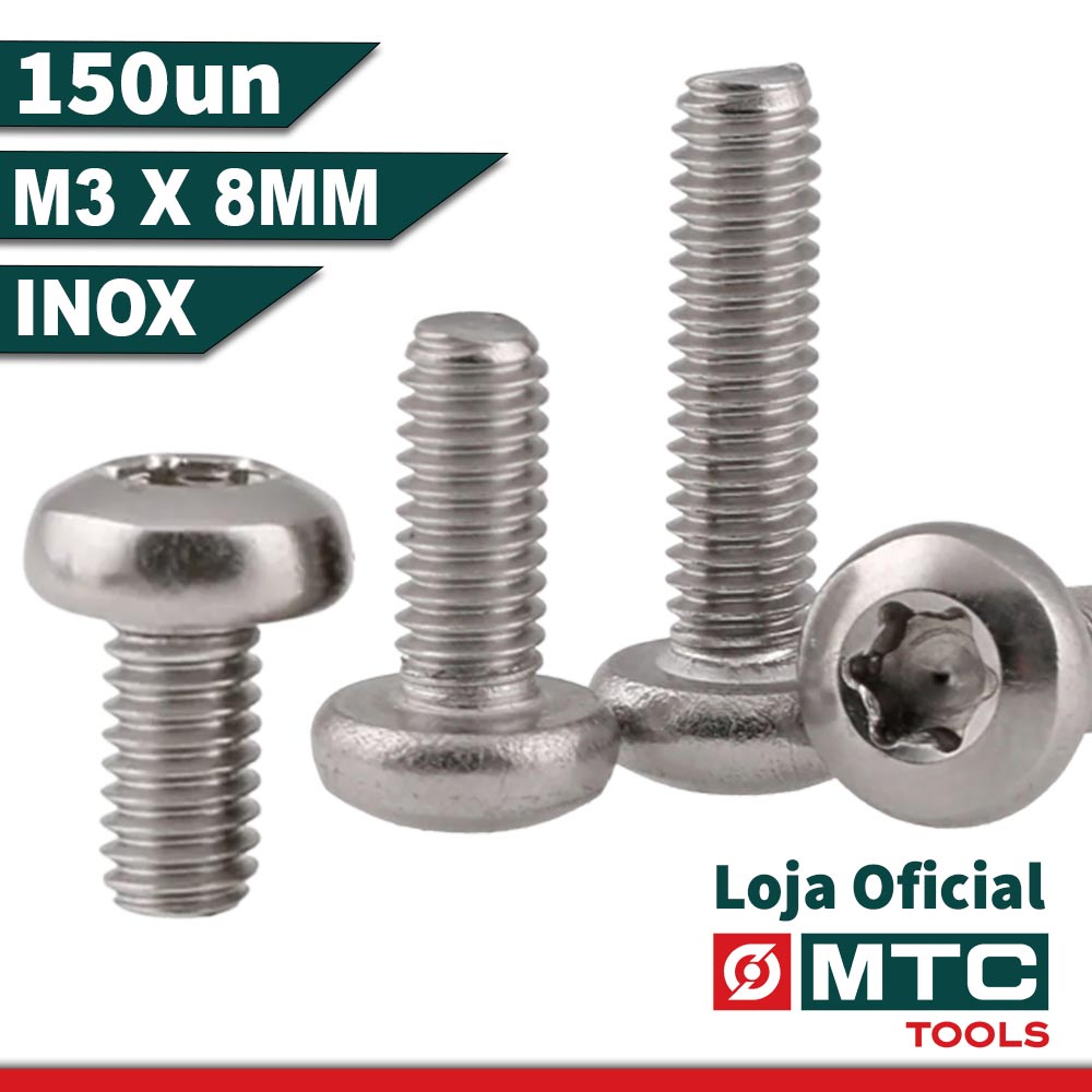 PARAFUSO TORX HEXALOBULAR SIXLOBE PANELA M3 X 8 INOX 150UN | Shopee Brasil