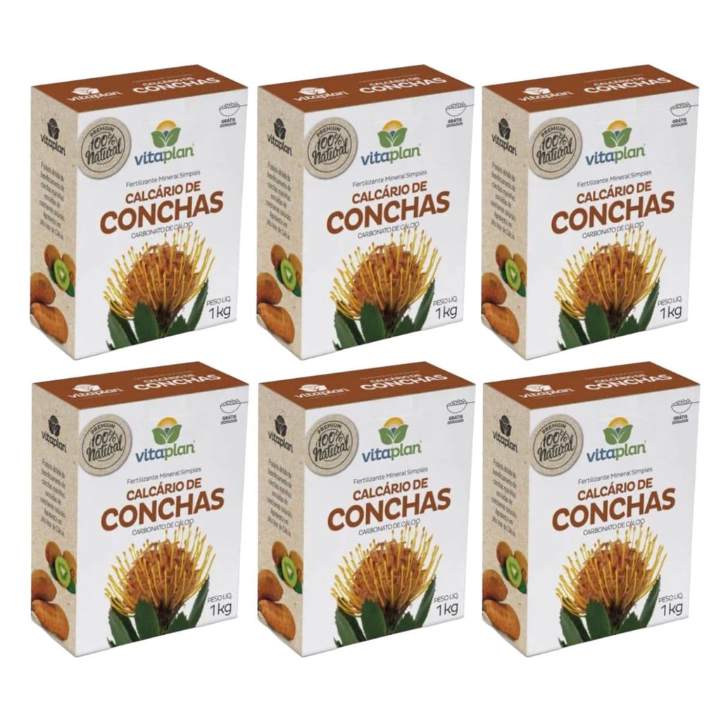 Kit 6 Adubo Fertilizante Calcário De Conchas 1 kg Cálcio Orgânico ...