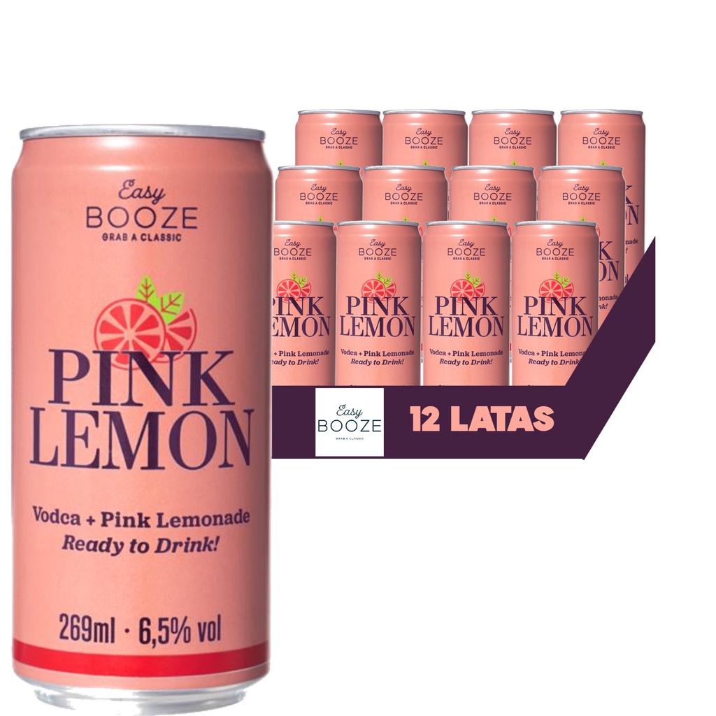 Drink Pronto EASY BOOZE Vodka+Pink Lemon 269ML (12 Latas) | Shopee Brasil