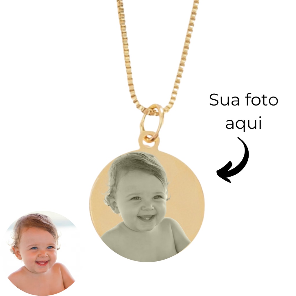 COLAR PERSONALIZADO COM FOTO BANHADO A OURO | Shopee Brasil