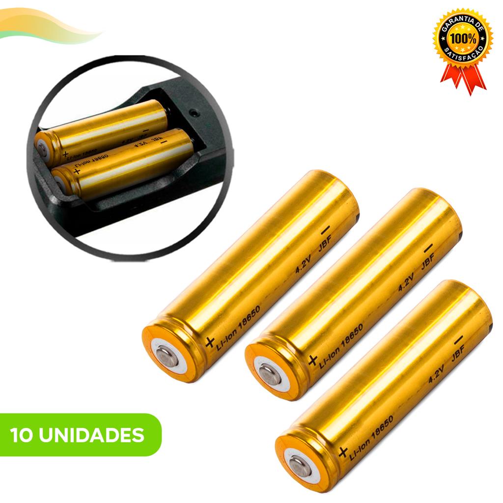 Kit Conjunto 10 Unidades De Bateria De Li-ion SD 18650 4.2V 9800mAh Recarregavel Para Lanterna ...