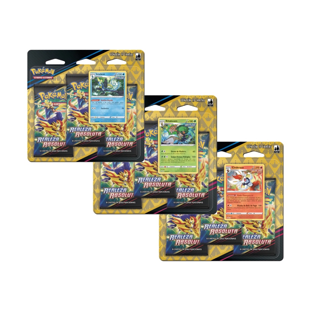 Blister Triplo Realeza Absoluta Cinderace Inteleon Rillaboom TCG Triple ...