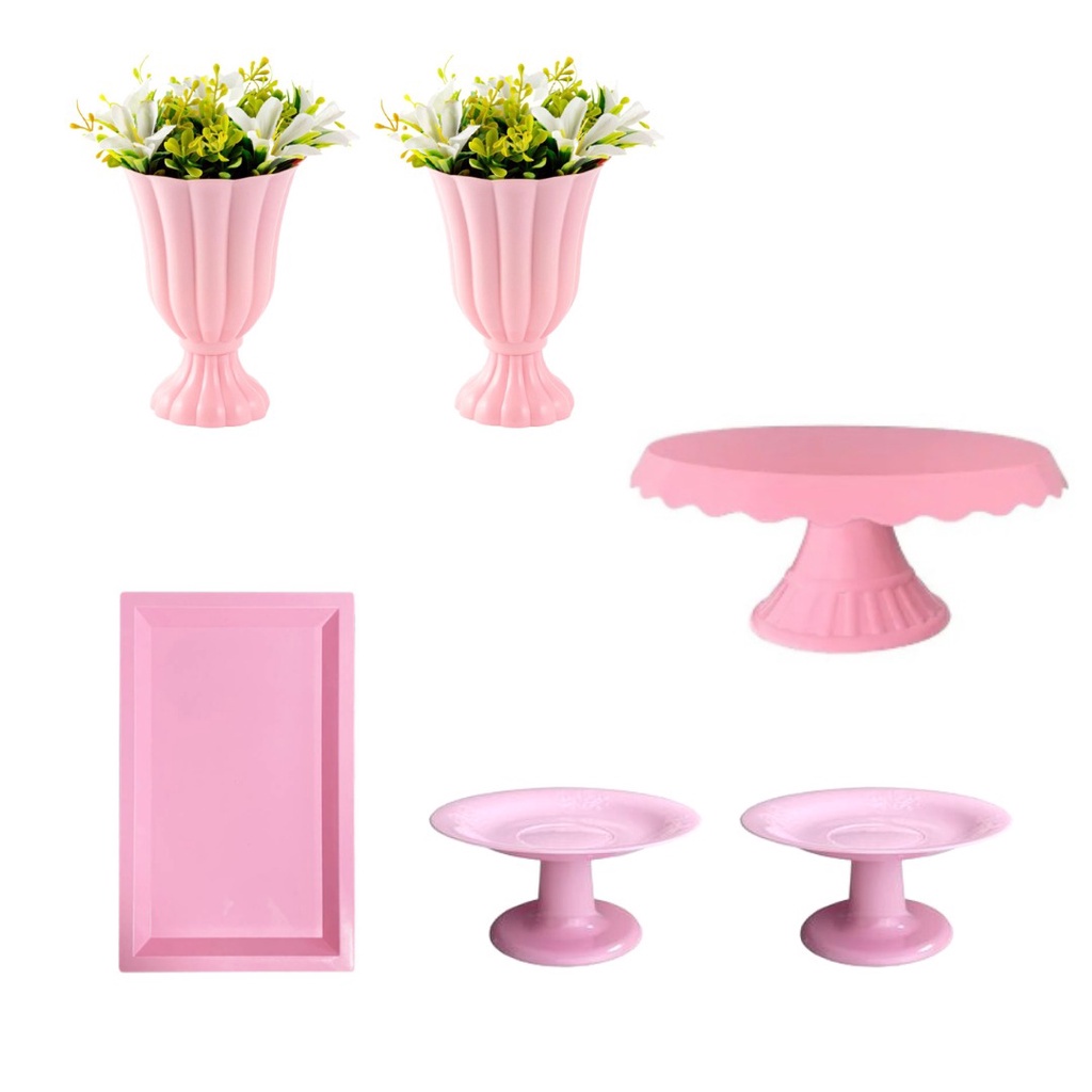 KIT FESTA - 1 Boleira Slim 22CM + 2 Vasos Slim 18CM + 1 Bandeja 31x19CM ...