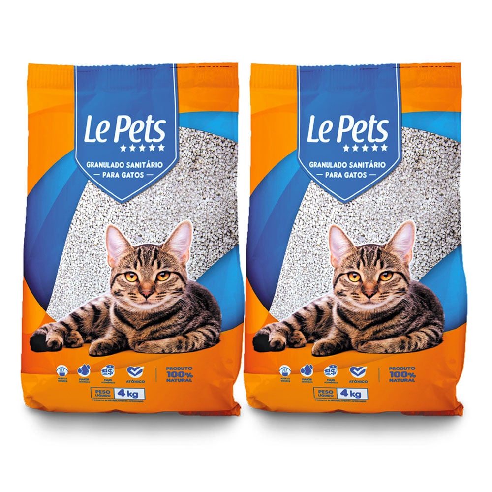 Kit 2 Un Areia Higiênica Sanitária Grãos Médios Gatos 4 Kg | Shopee Brasil