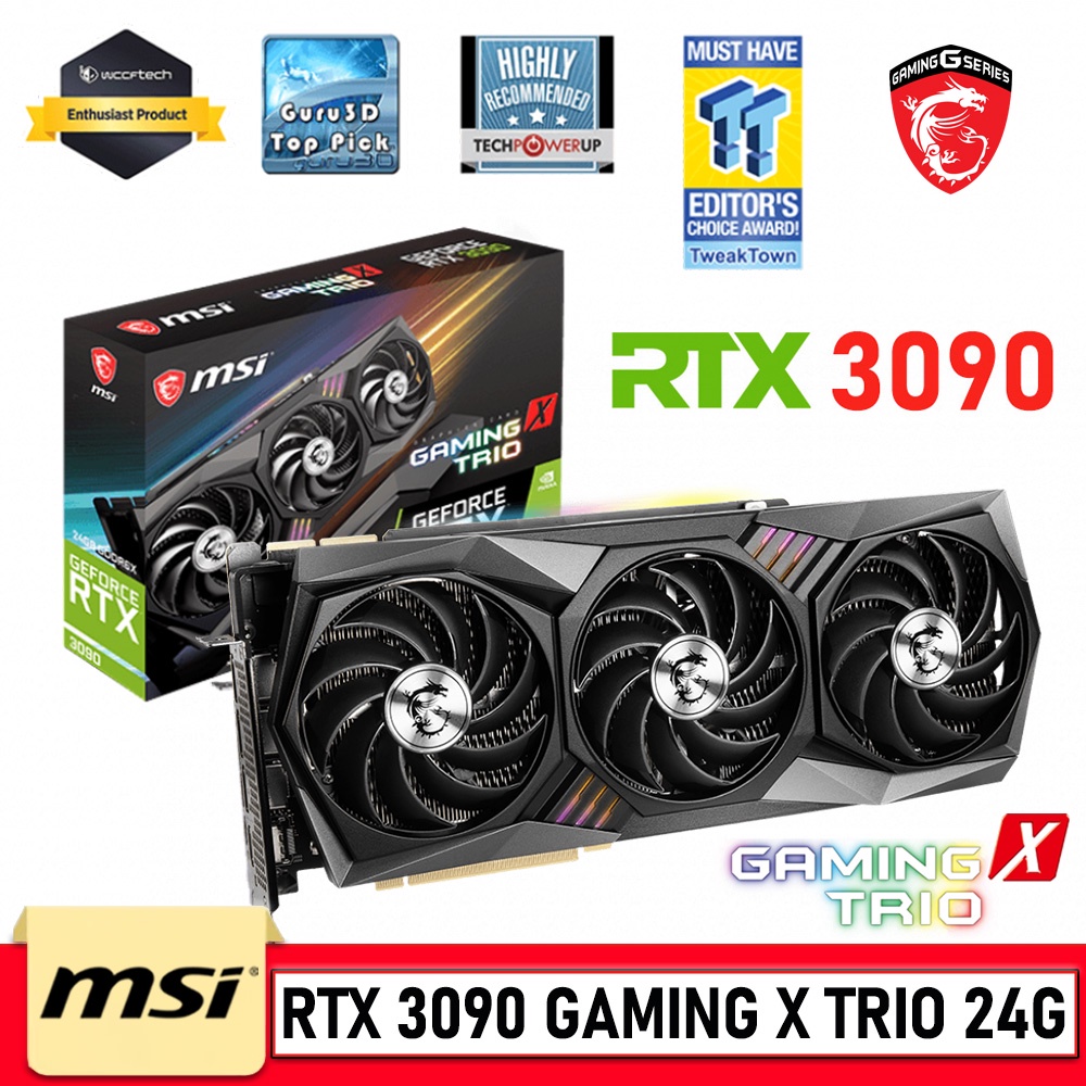 GDDR6X MSI RTX 3090 GAMING X TRIO 24G Gráficos 19500MHz 384bit PCI Express 4.0 16X NVIDIA Placa ...