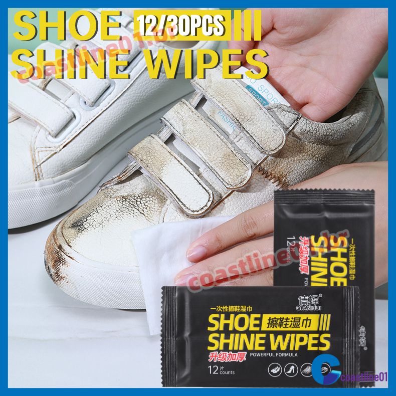12/30pcs Shoe Cleaning Disposable Wet Tissue Quick Shine Wipes White ...