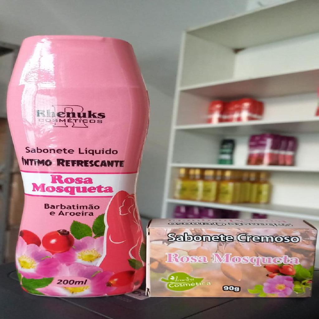 kit Sabonete liquido intimo Rosa Mosqueta 200ml + Sabonete Barra ...