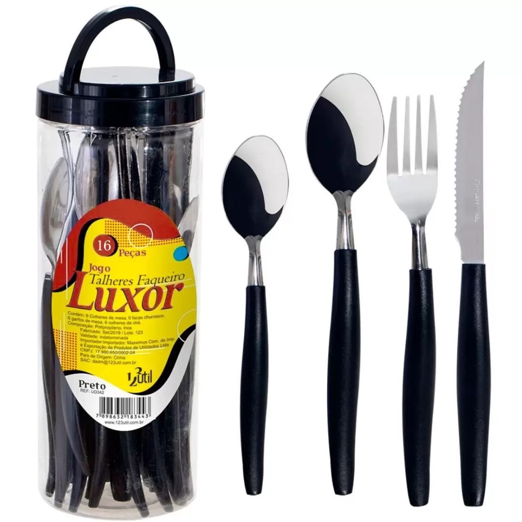 Jogo De Talher Inox 24 Peças Linha Luxor Premium Completo | Shopee Brasil