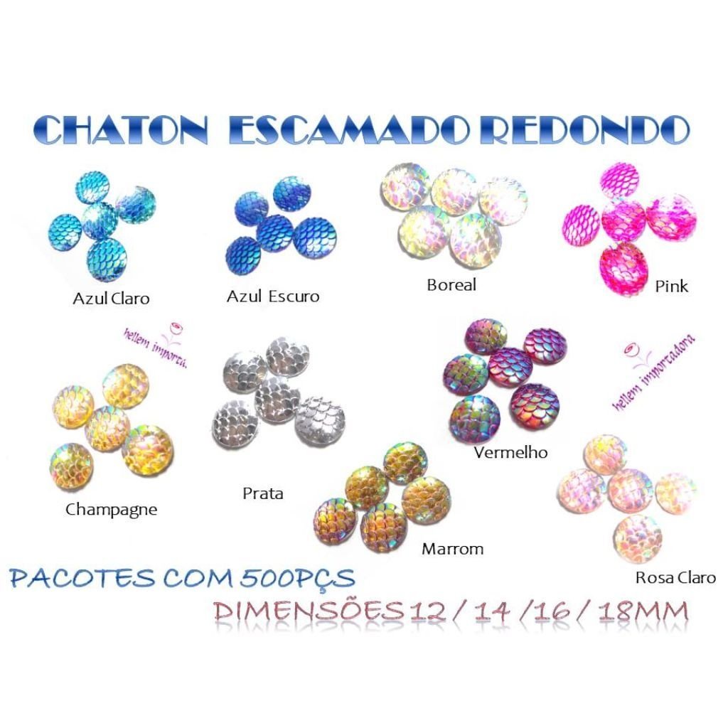 Chaton escamado redondo 18mm (25 pçs) | Shopee Brasil