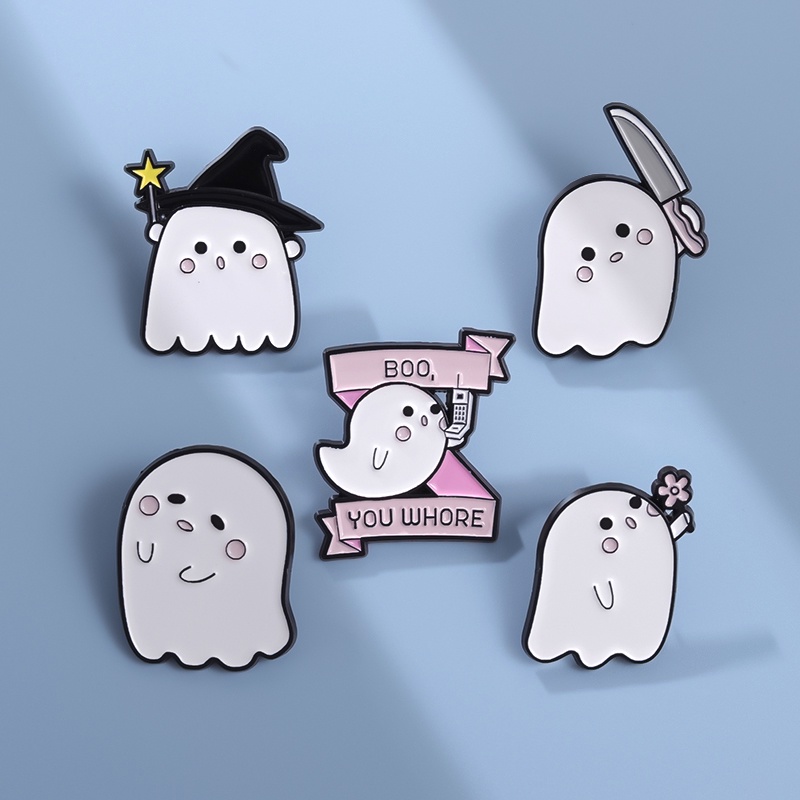 Halloween Funny Boo Ghost Pins Esmalte Fantasma Mágico Fofo Broche Lapela Presente Amigos ...