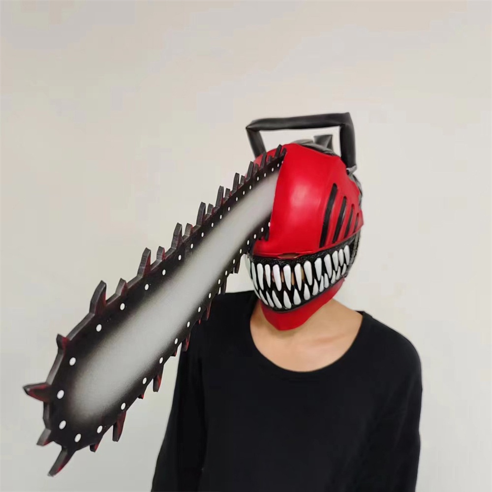 Halloween New Chainsaw Man Headgear Cosplay Horror Assustador Látex ...