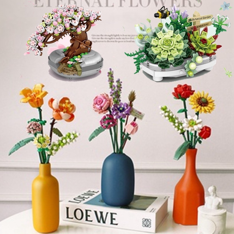 Flower Bundle Building Block Toys 3D DIY Creative Daisy Lily Girassol ...