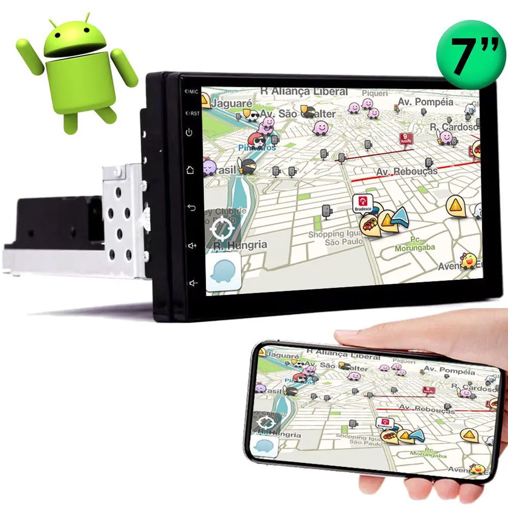 Central Multimídia 1din 2din Android 11 Tela de 7 Polegadas HT-6722 Espelhamento Android e iSO ...