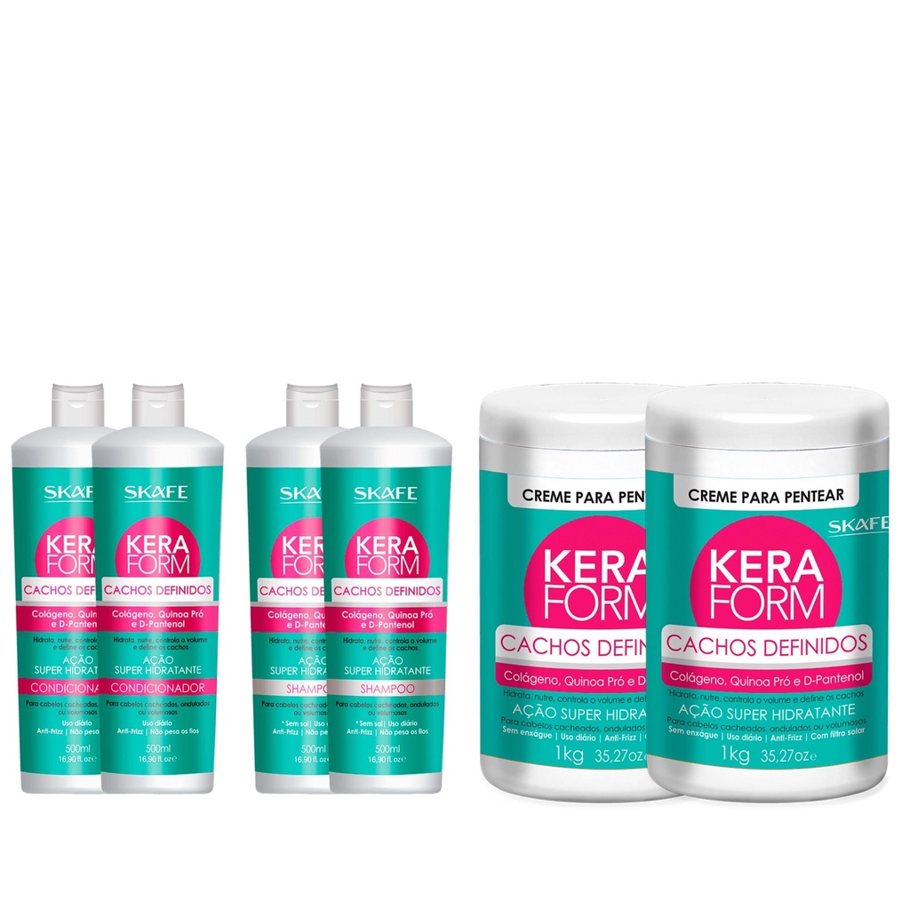 Keraform Kit Cachos Definidos Skafe 6 produtos | Shopee Brasil