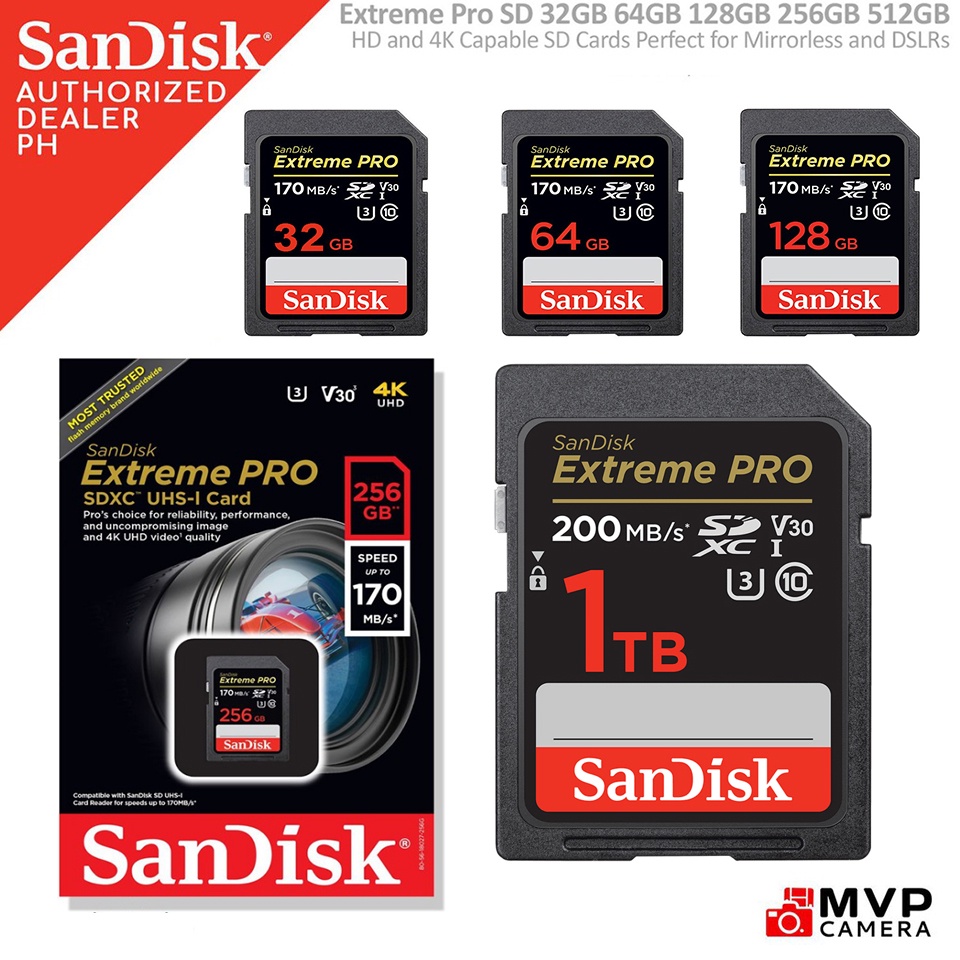 Cartão De Memória Extreme PRO 32GB 64GB 128GB 256GB 512GB 1TB SD Flash U3 Para Notebook PC Com ...