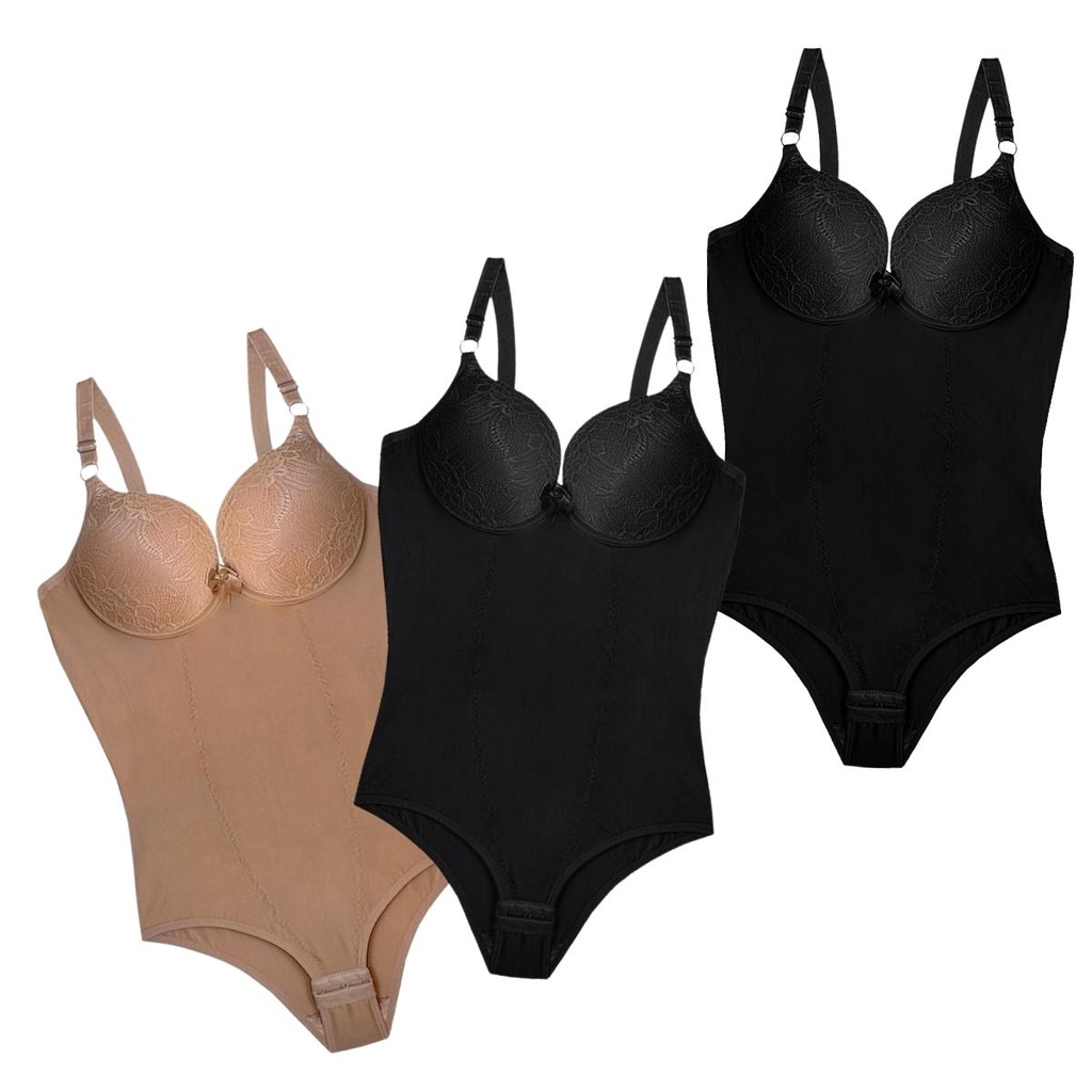 Kit 2 Cinta Modeladora Plus Size Lingerie Com Bojo Feminina Body ...