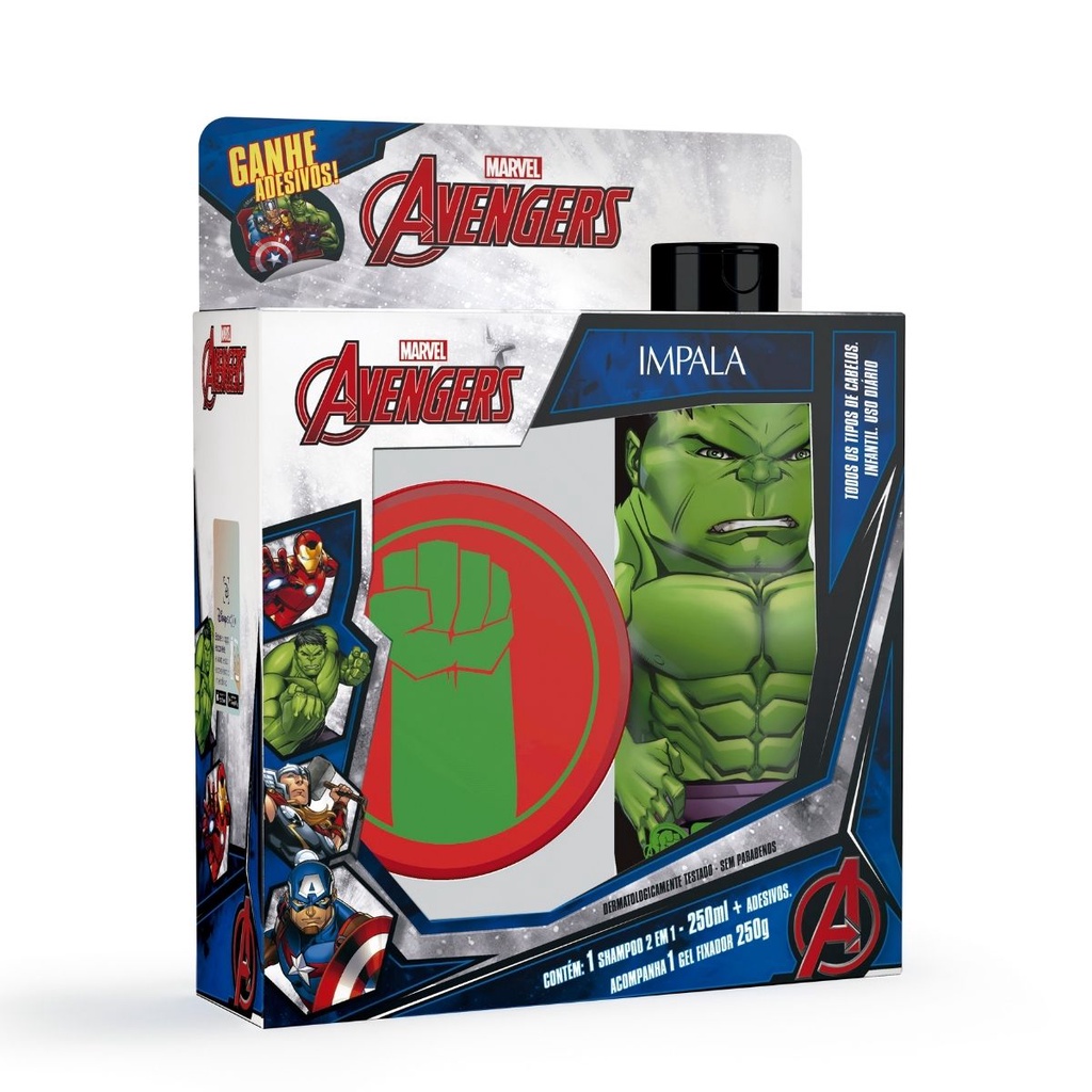 KIT AVENGERS HULK - SHAMPOO 2 EM 1 250ml + GEL 250g | Shopee Brasil