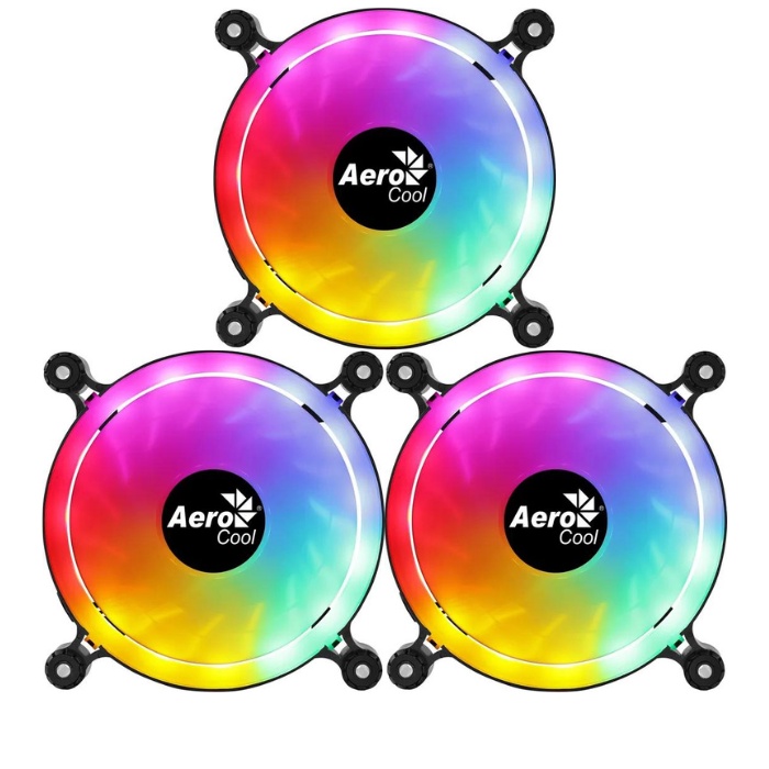 Kit 3 Cooler Fan SPECTRO 12 FRGB Fixa Preto AEROCOOL | Shopee Brasil