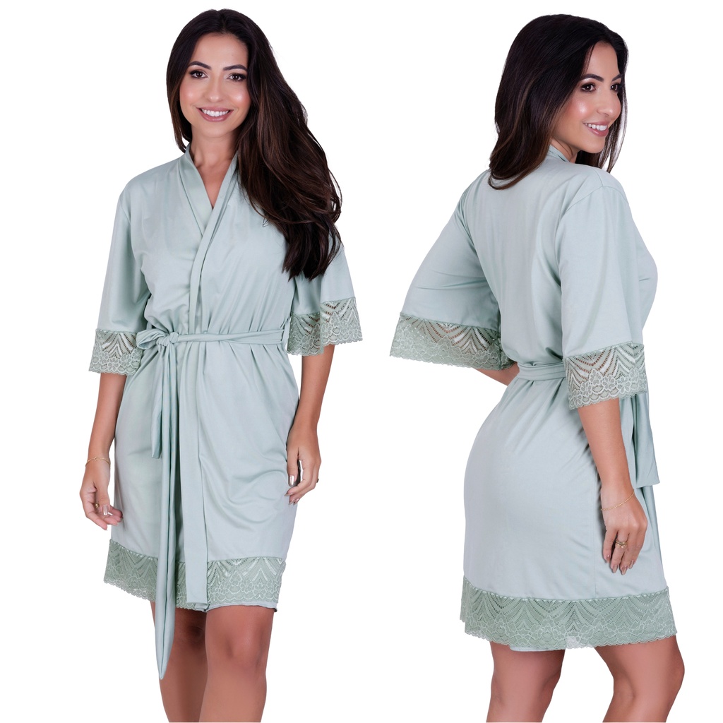 Robe Romantic Renda Hobby Feminino Roupão Confortável Linha Noite ...