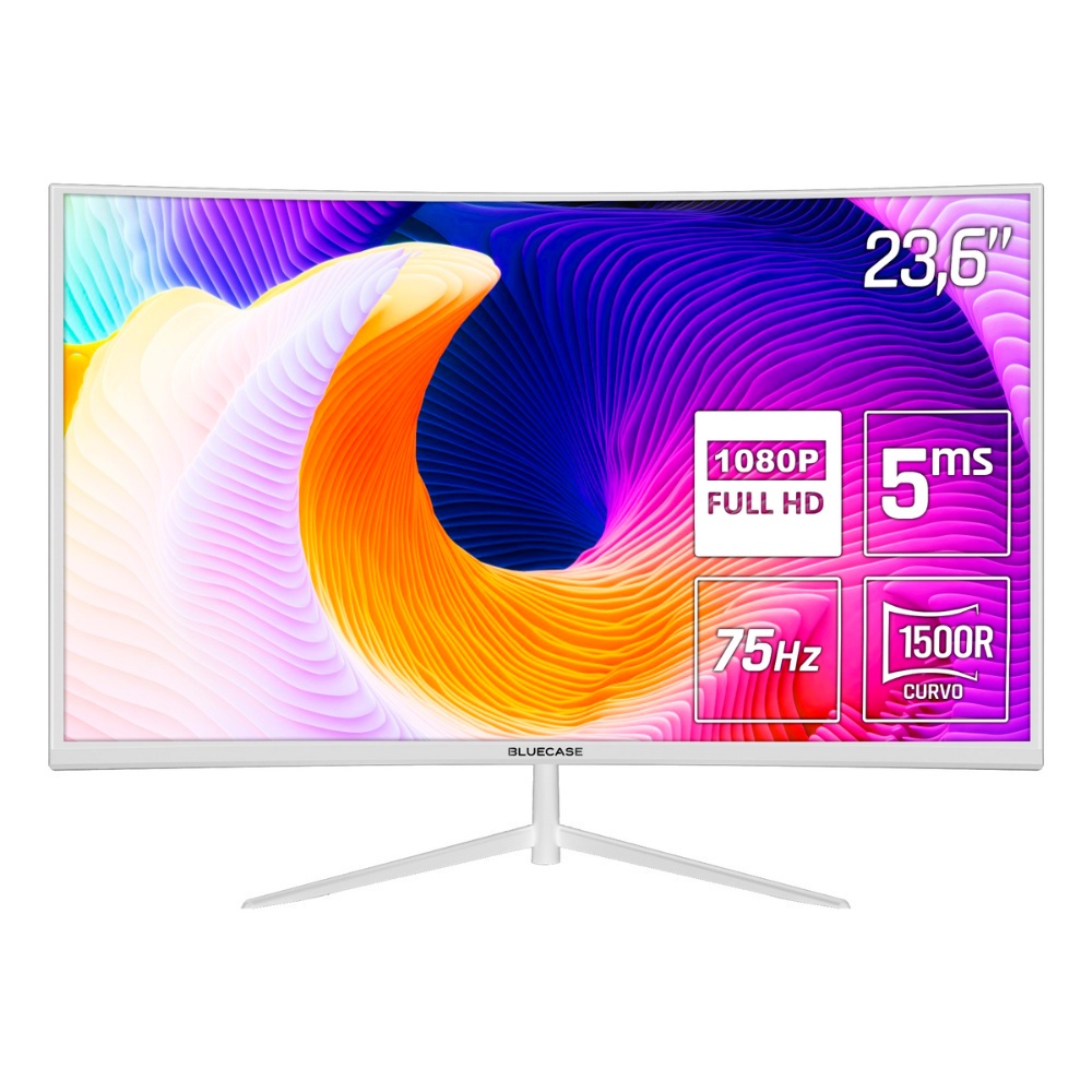 Monitor Led 23.6 75hz Borda Infinita Curvo Full Hd Branco/Preto Hdmi | Shopee Brasil