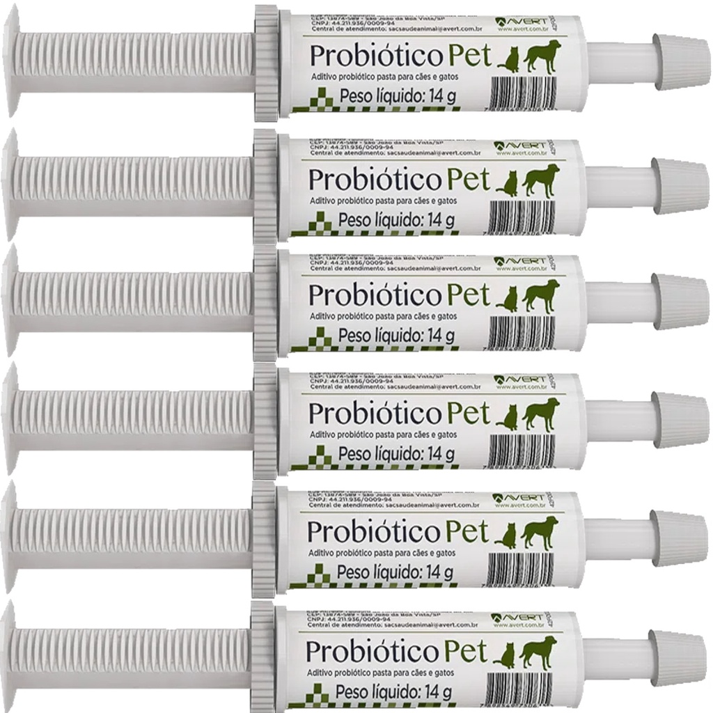 Kit 6 Suplemento Probiótico Pet 14gr original Avert Para Cães E Gatos ...