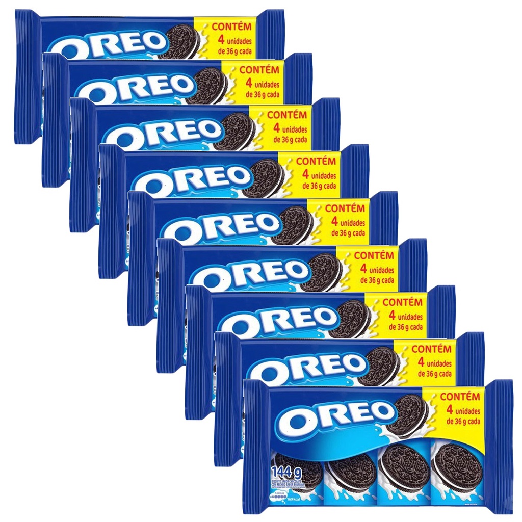 kit 9 Biscoito Oreo Recheado Sabor Baunilha Original 144g | Shopee Brasil