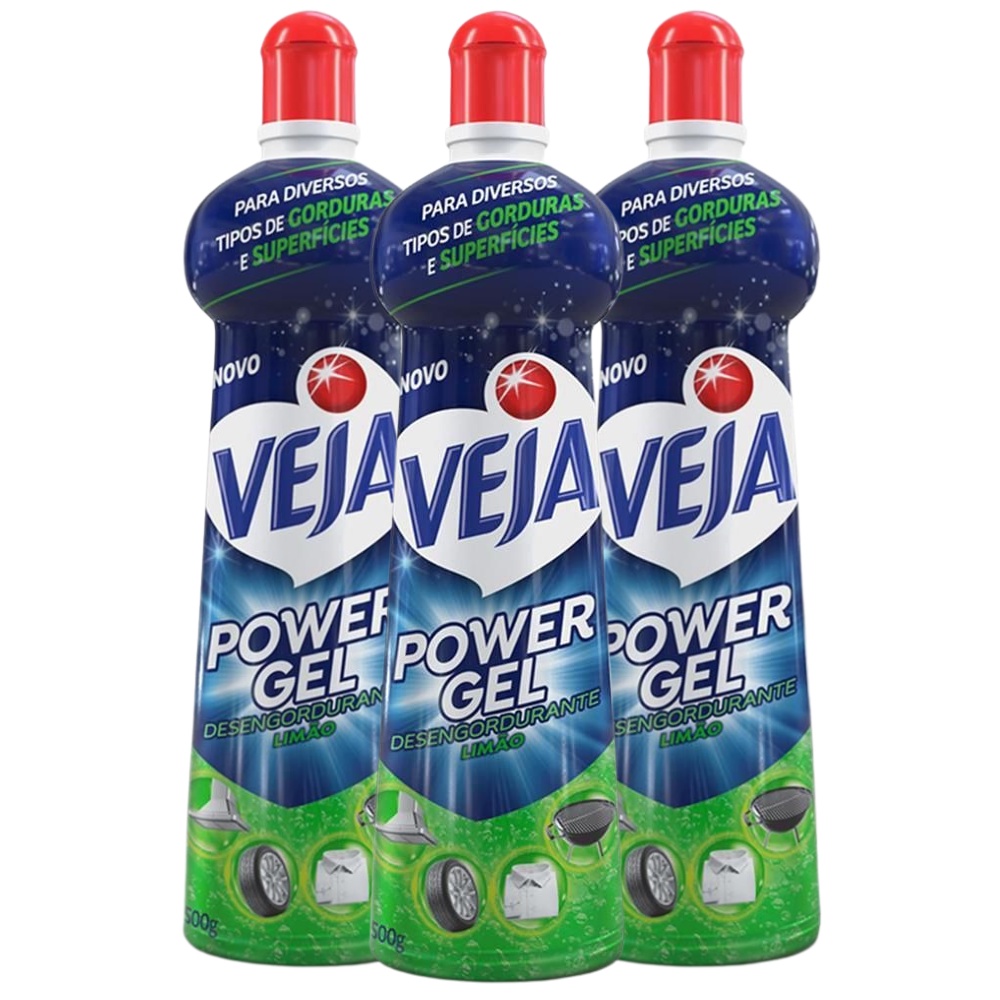Kit com 3 Desengordurantes Veja Gel Limão 500Ml Cada | Shopee Brasil